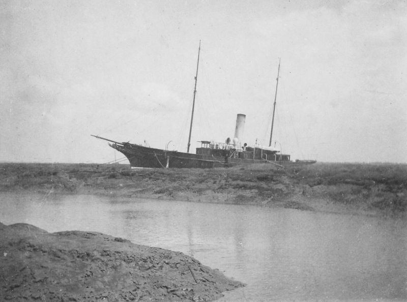 Steam yacht CALA MARA in mud berth at Tollesbury.